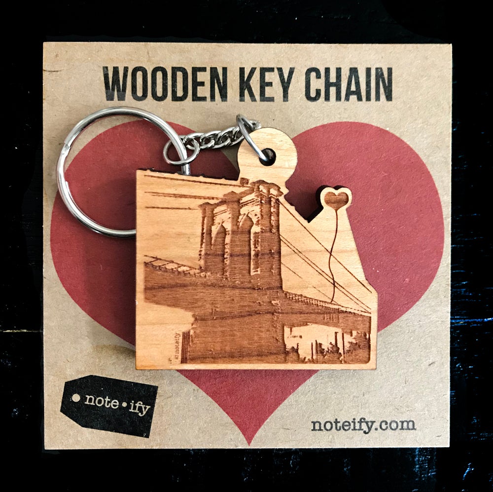 NYC Brooklyn Bridge Wooden Key Chain | noteify