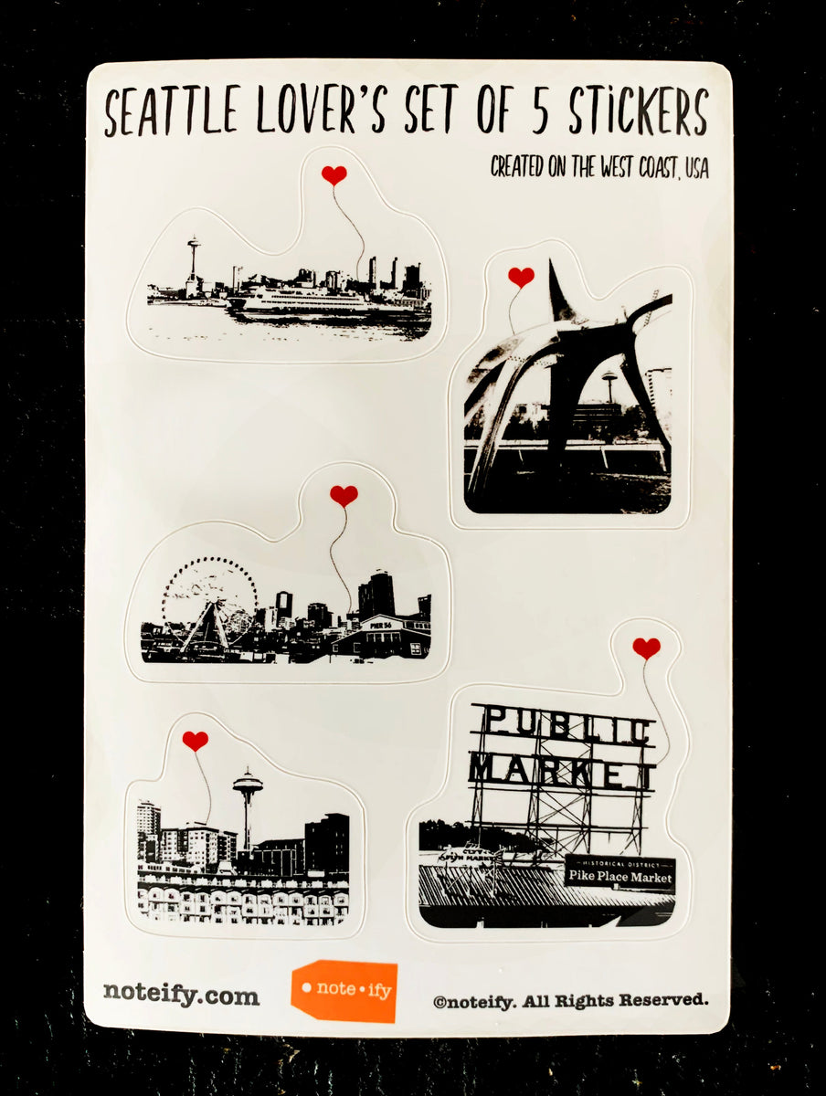 Seattle Lover's Sticker Sheet of 5 Stickers | noteify