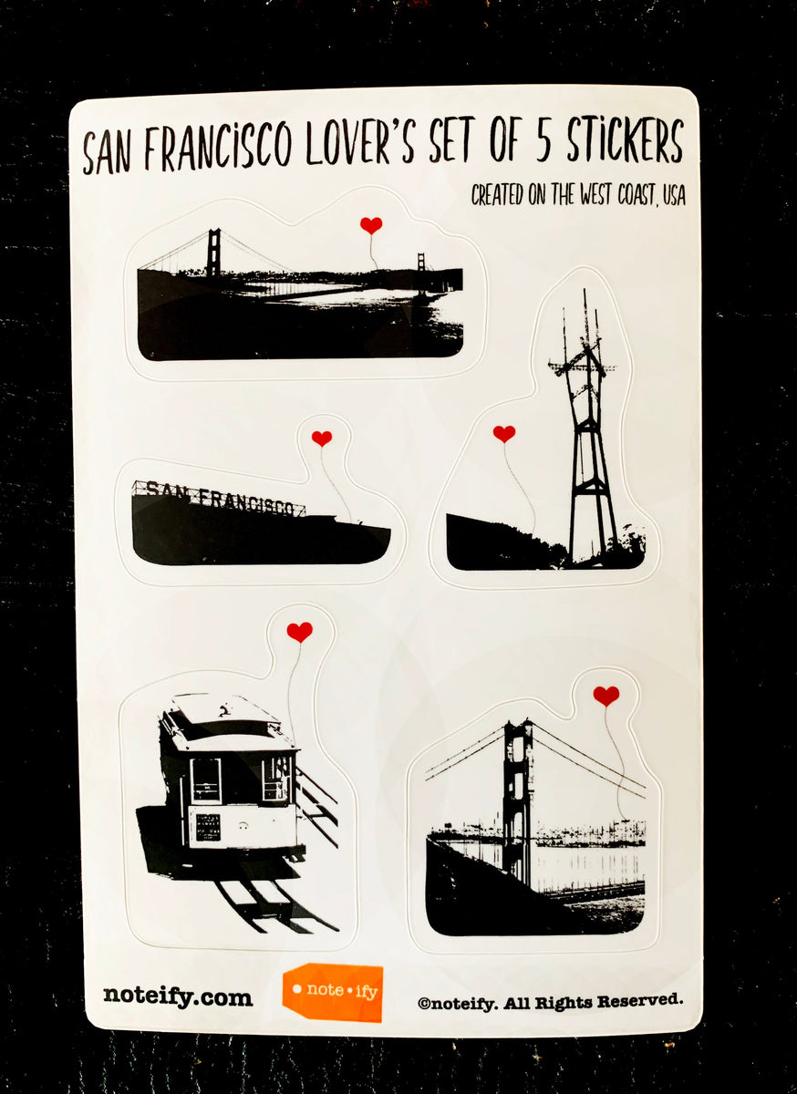 San Francisco Lover's Sticker Sheet of 5 Stickers | noteify